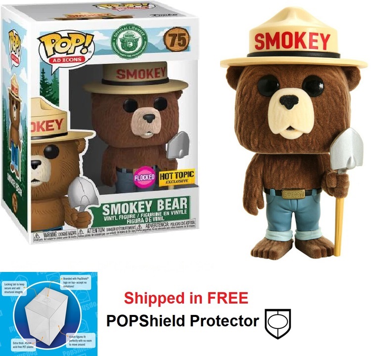 Funko POP Ad Icons Smokey the Bear #75 Flocked Hot Topic Exclusive ...