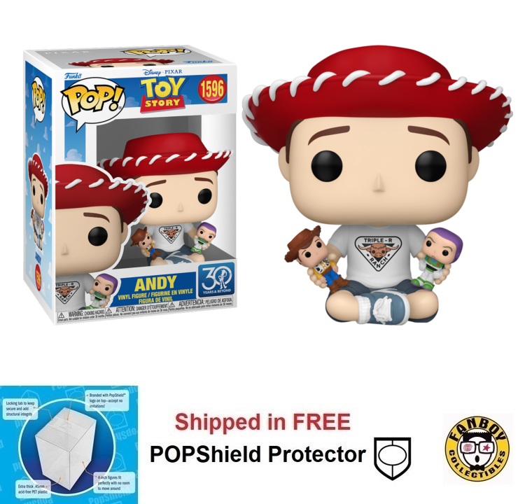 Funko POP Disney Toy Story Andy with Buzz Lightyear and Woody #1596 ...